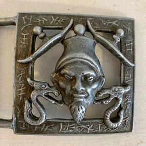 Rare Antique Art Nouveau Asian Theme Dragons Man Bust Metal Belt Buckle ...