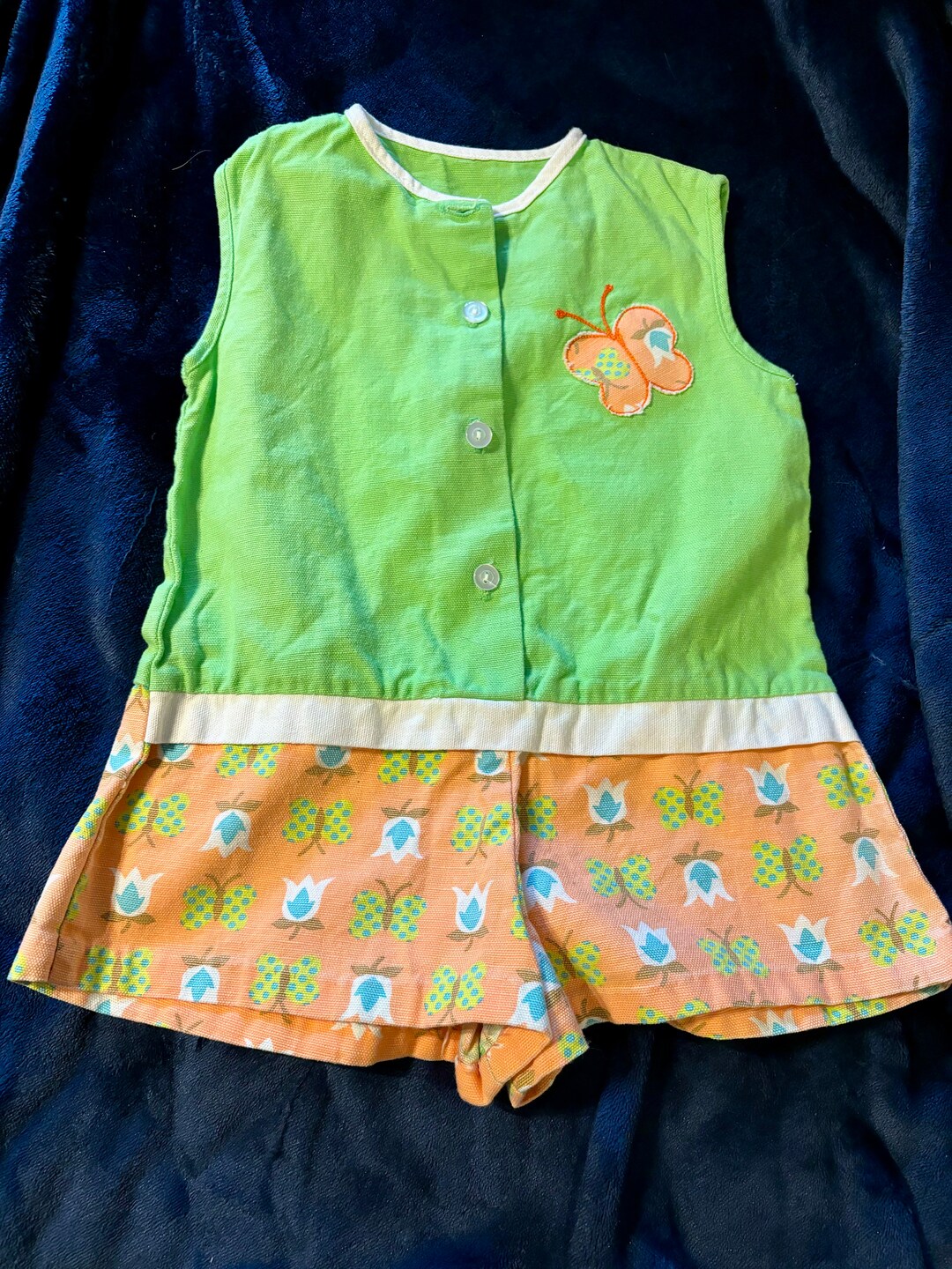 Groovy Vintage 60s Boho Baby Girl Butterfly Themed Jumper Romper Bubble ...