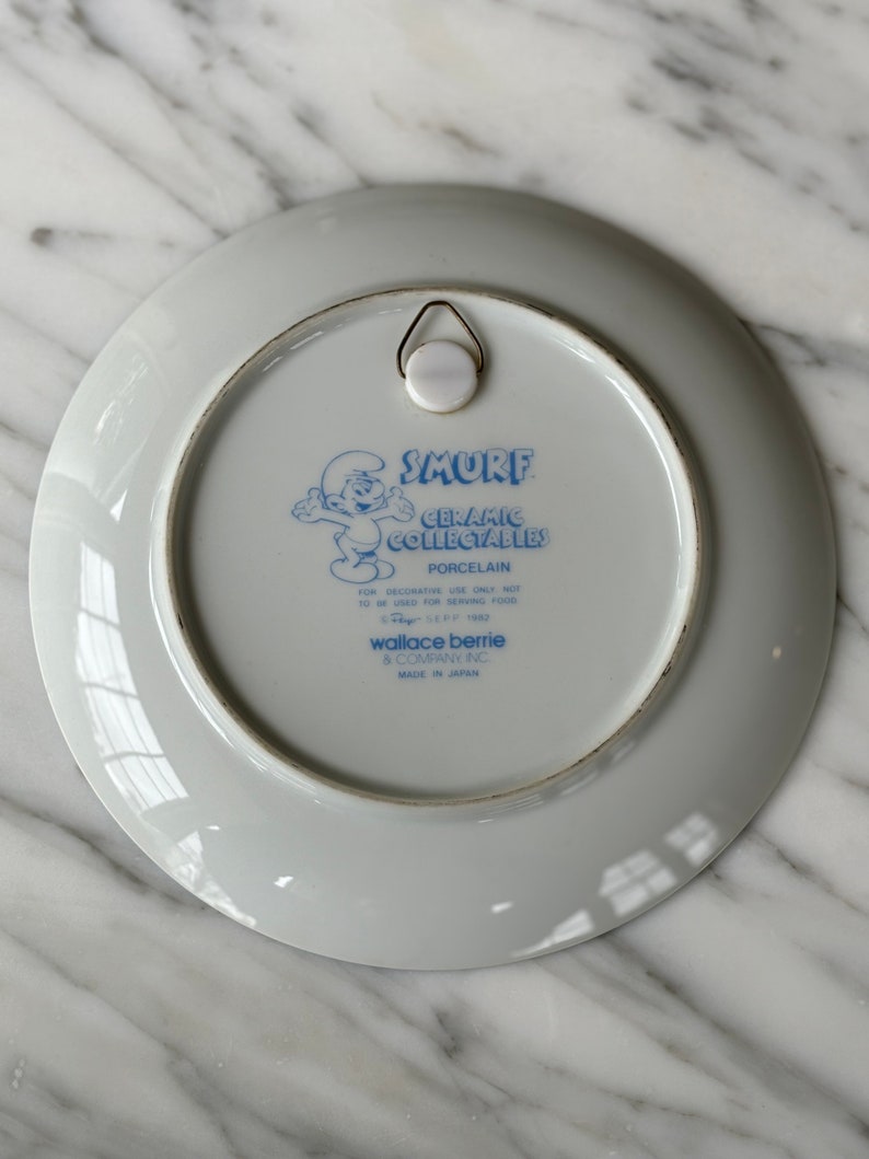 Retro Smurf Porcelain Collectible Plate Hot Air Balloon Have a Smurfy ...