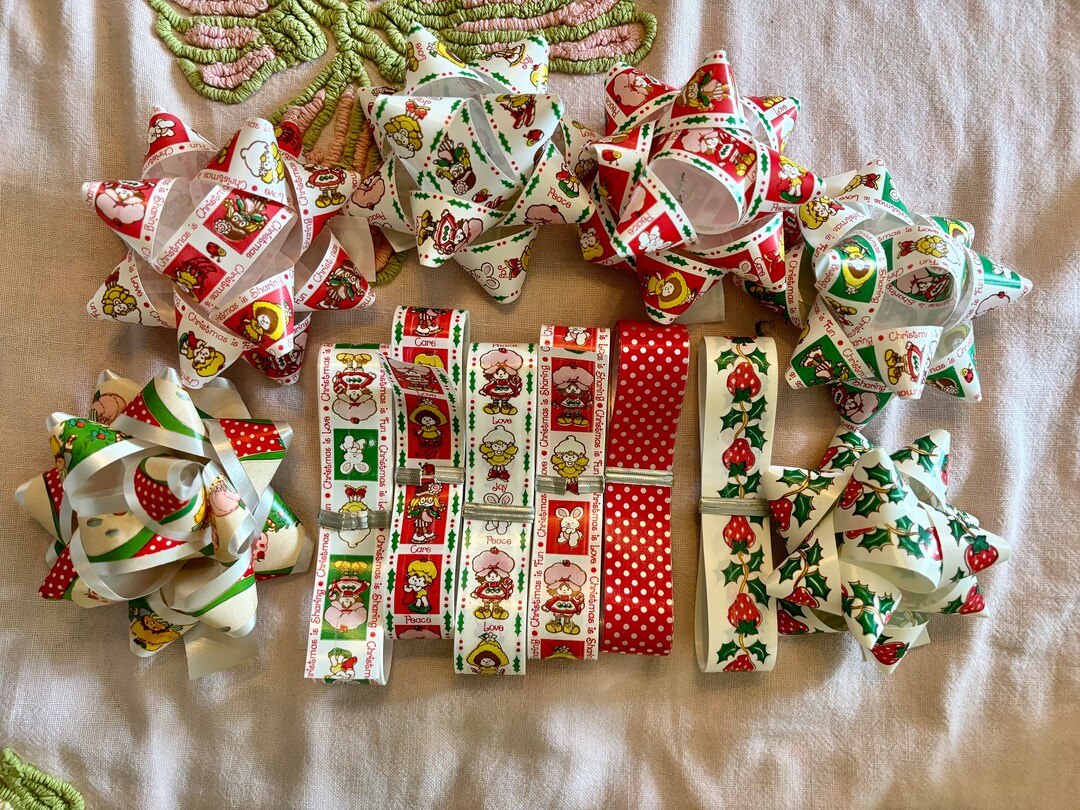 Strawberry Shortcake Retro Ribbons Bows Holiday Christmas Lot of 12 ...