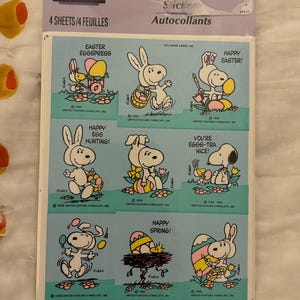Vtg Snoopy Easter Stickers 80s Kid Peanut Stickers NIP Snoopy Woodstock ...