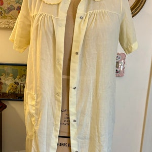 Katz Yellow 60s House Coat Nap Dress Robe Mumu Snaps Embroidered Peter ...