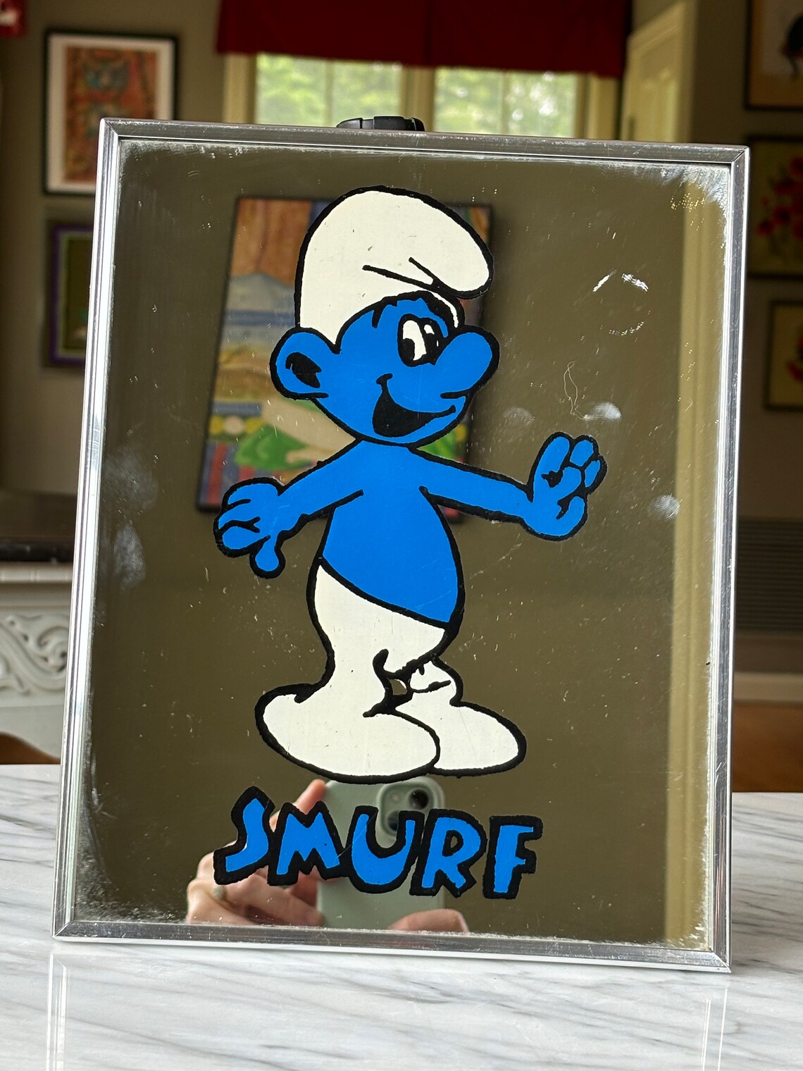 Smurf Carnival Prize Mirror Wall Hanging Retro Vintage Smurf - Etsy