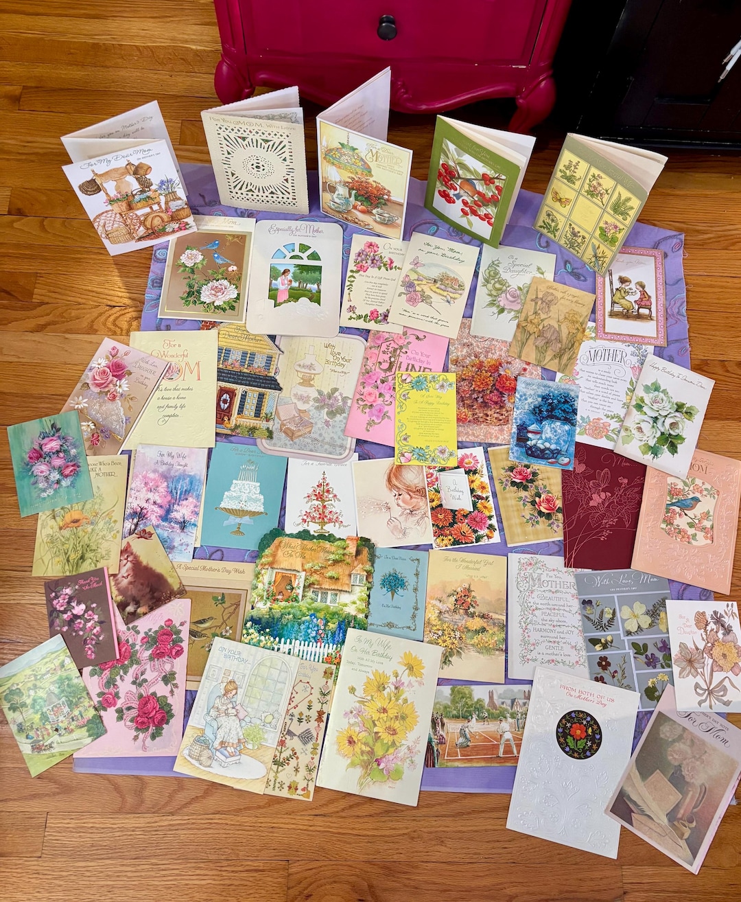 Vtg Cottagecore Greeting Card Lot for Journaling Scrapbooking 50+ Cards ...