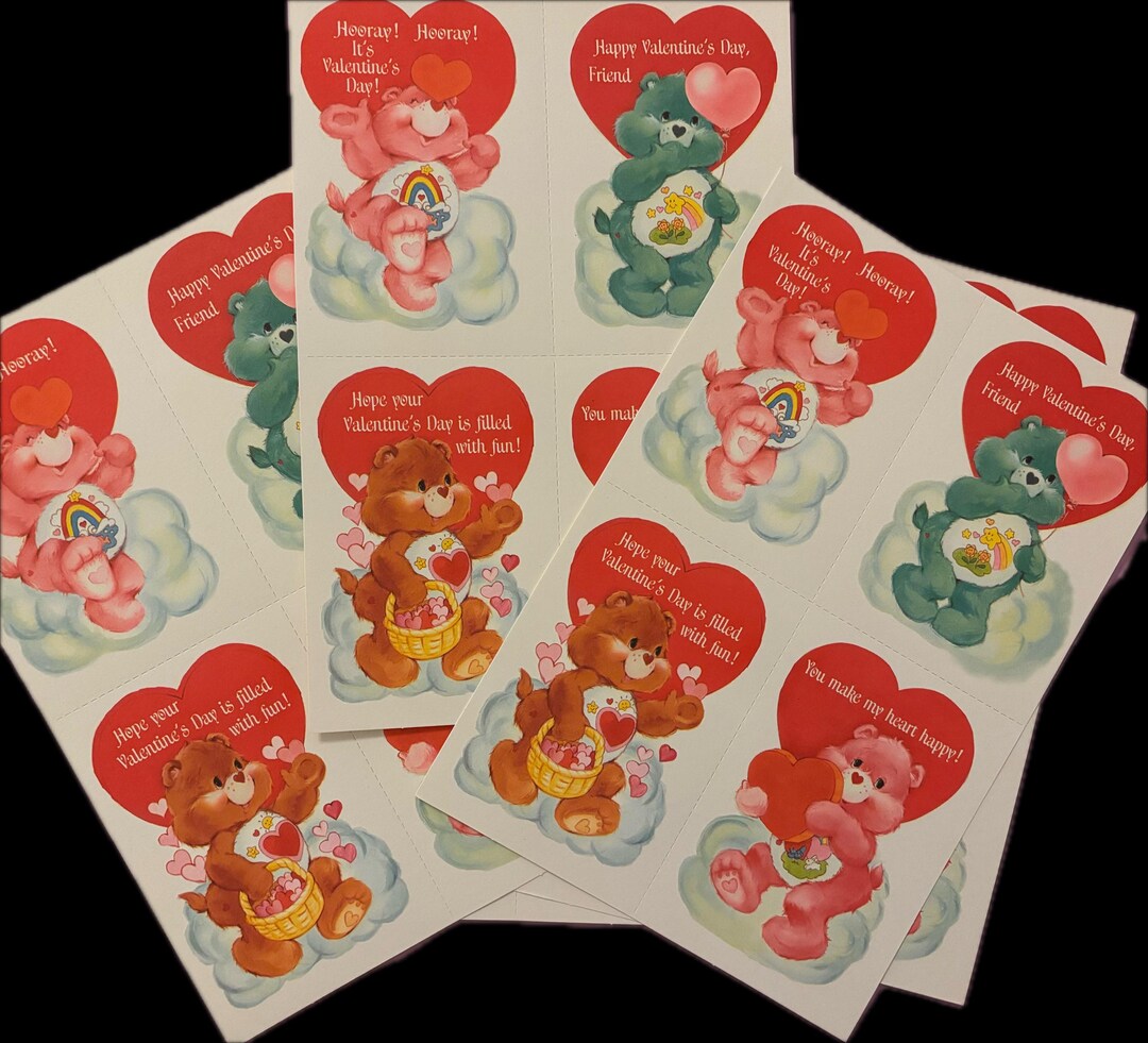 Vtg Lot 4 Care Bears Valentine’s Day Cards Tender Heart Cheer Wish Bear ...