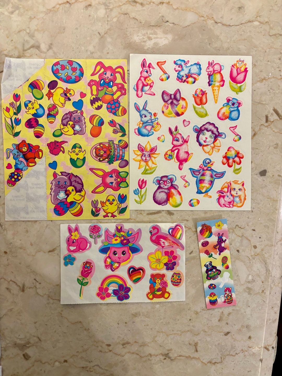 Huge Lot Lisa Frank Easter Vintage 4 Sticker Sheets Mods Bunny Eggs ...