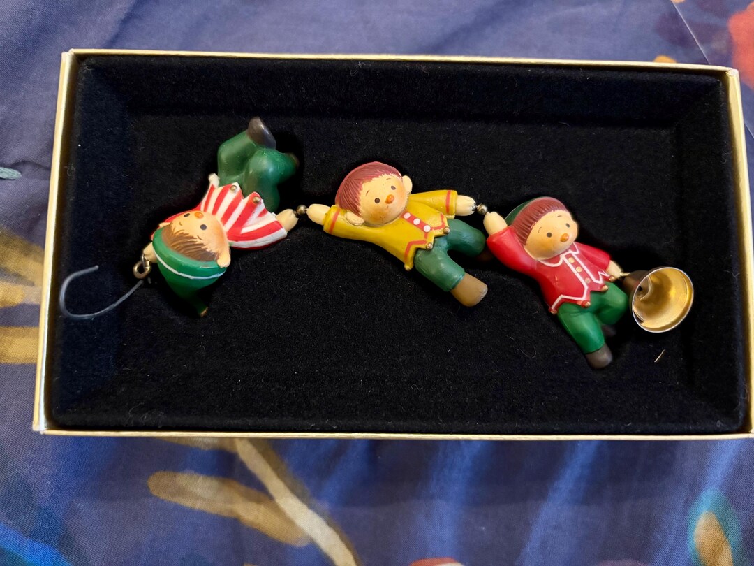 Hallmark Elf Trio Bell Ornament Tree Trimmer Collection in Box Vtg 80s ...