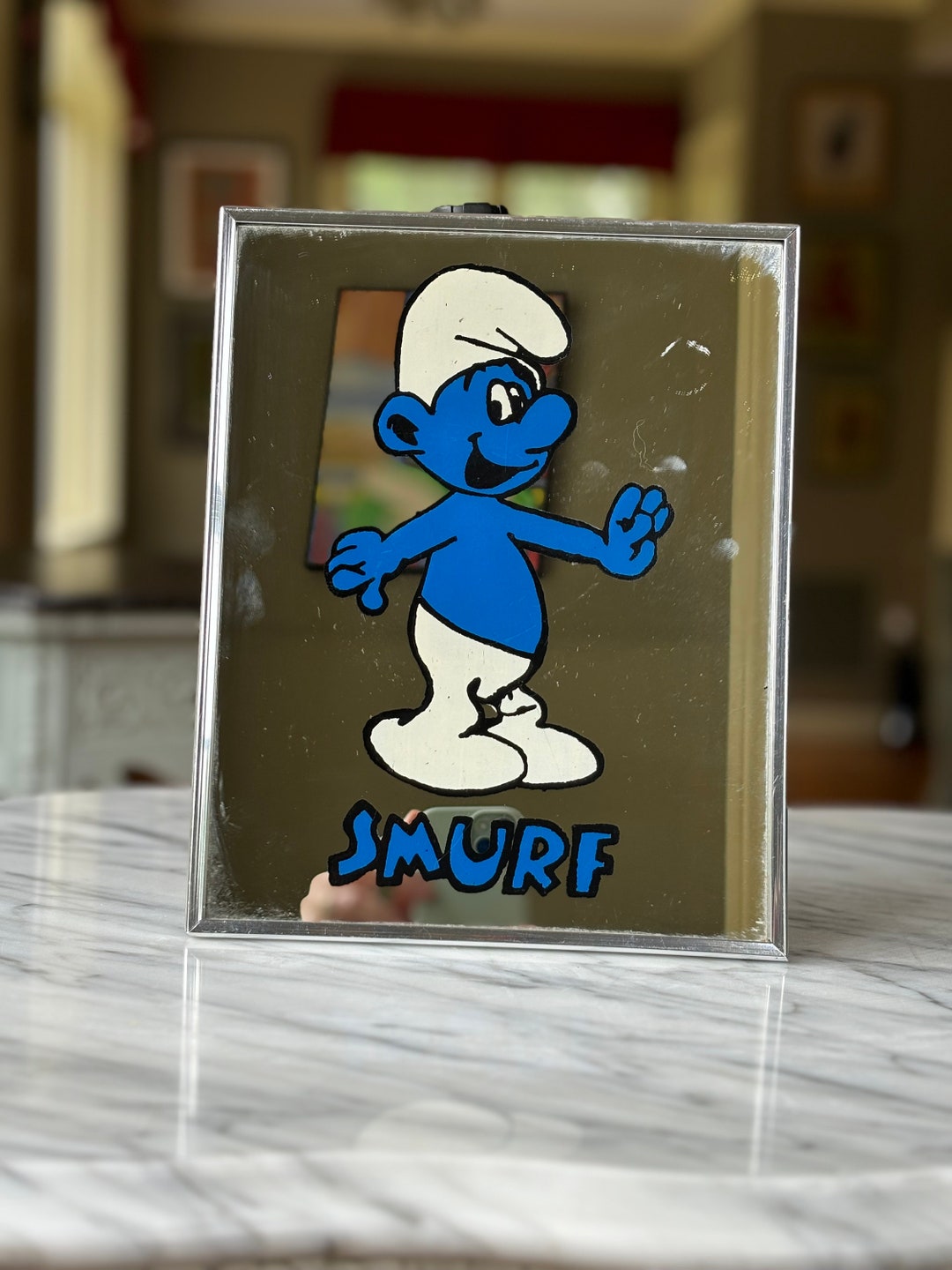 Smurf Carnival Prize Mirror Wall Hanging Retro Vintage Smurf - Etsy