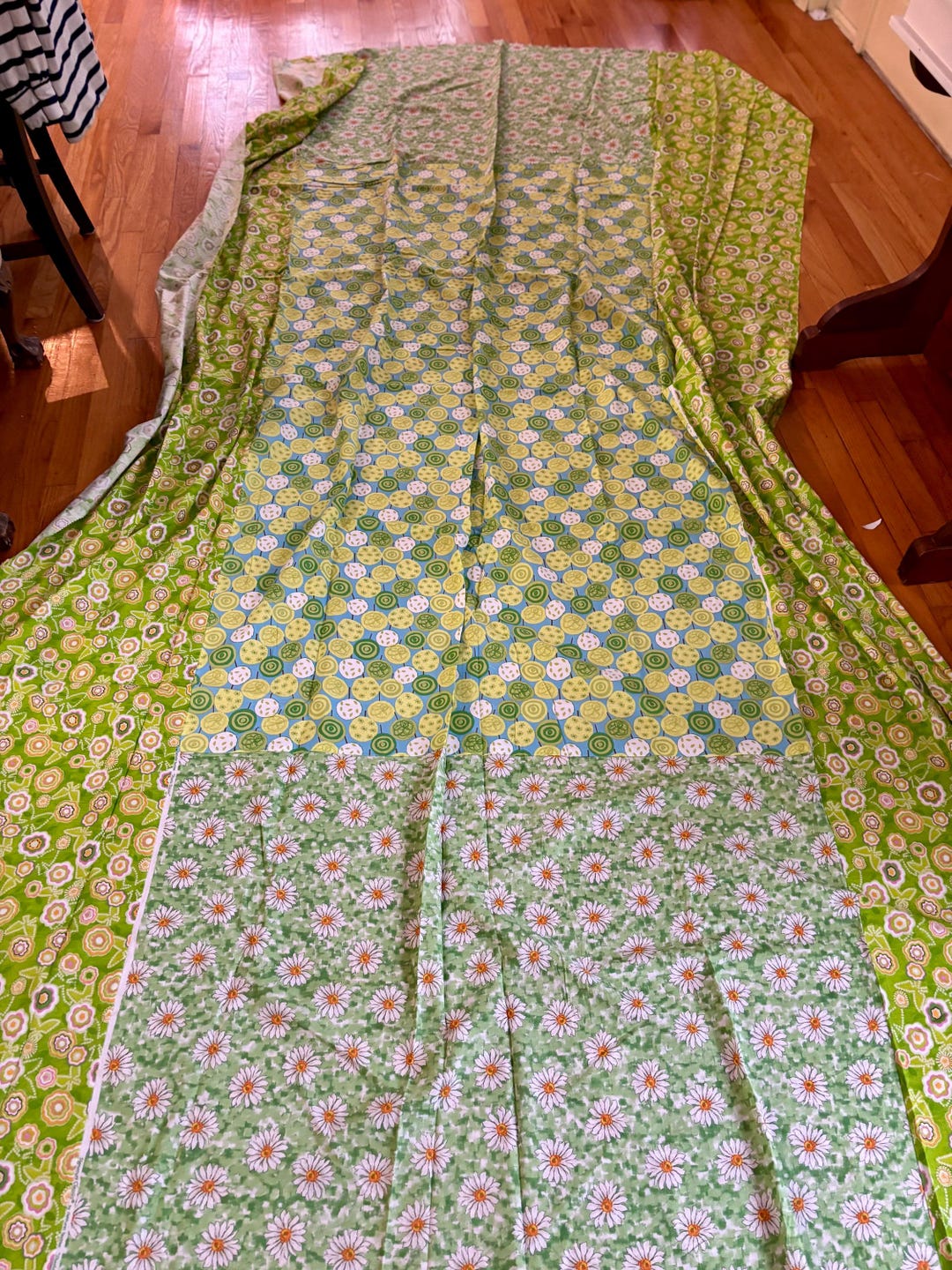 Stitched Quilt Partially Complete Green Floral Springy - Etsy