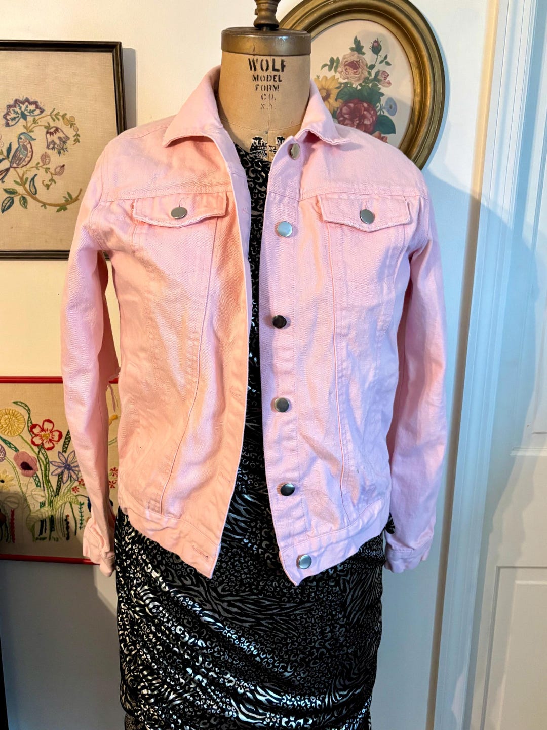 Vtg 90s Taxi Brand Pink Jean Jacket Fall Clothing Back to School Wear ...