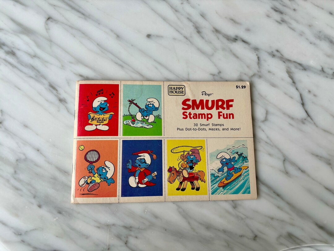 Retro Smurf Stamp Fun Work Book by Happy House Sepp Brussels Smurf Book ...