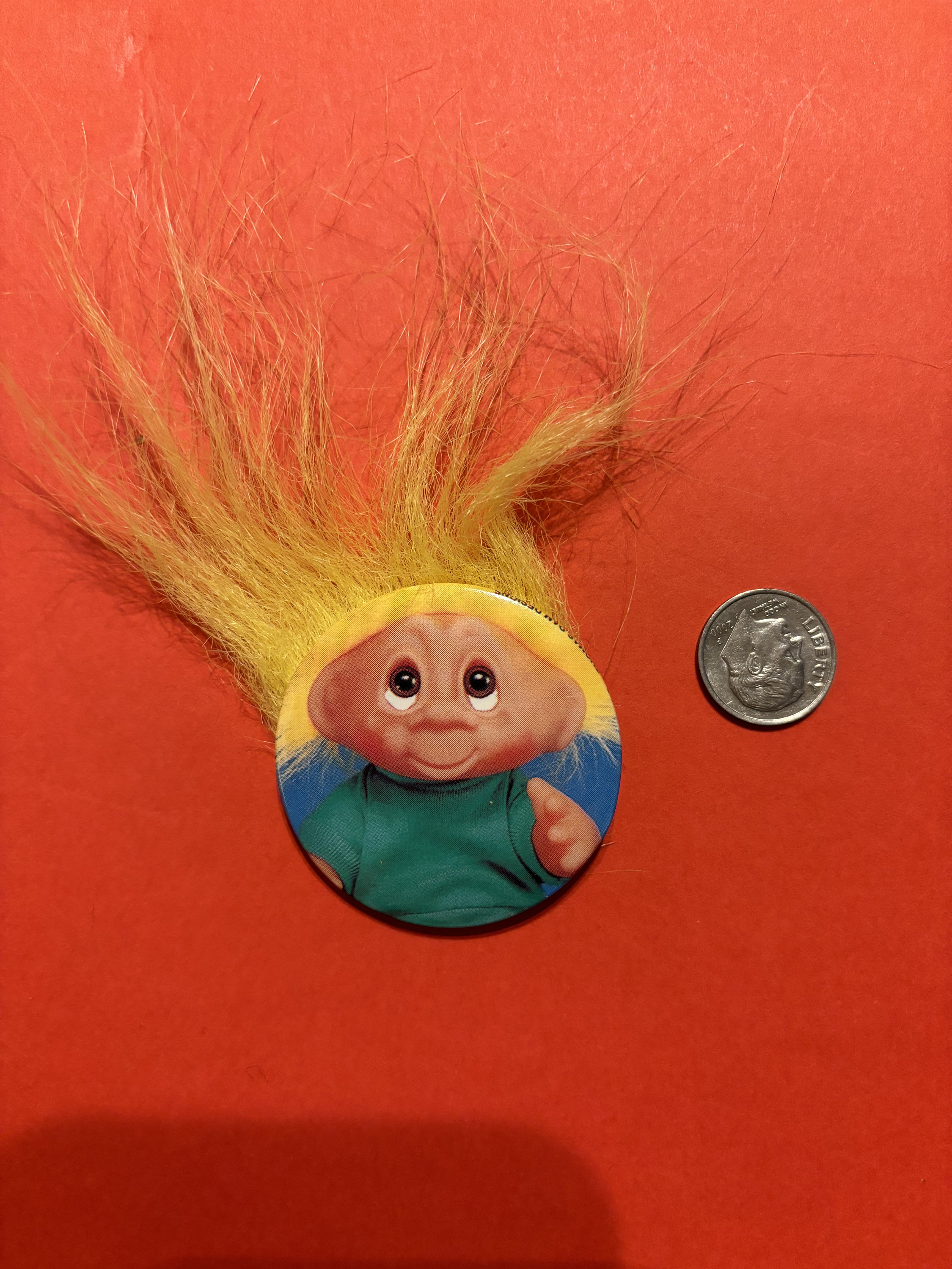 Vintage 90s Troll Button Pin Yellow Hair Russ Berrie Trolls - Etsy