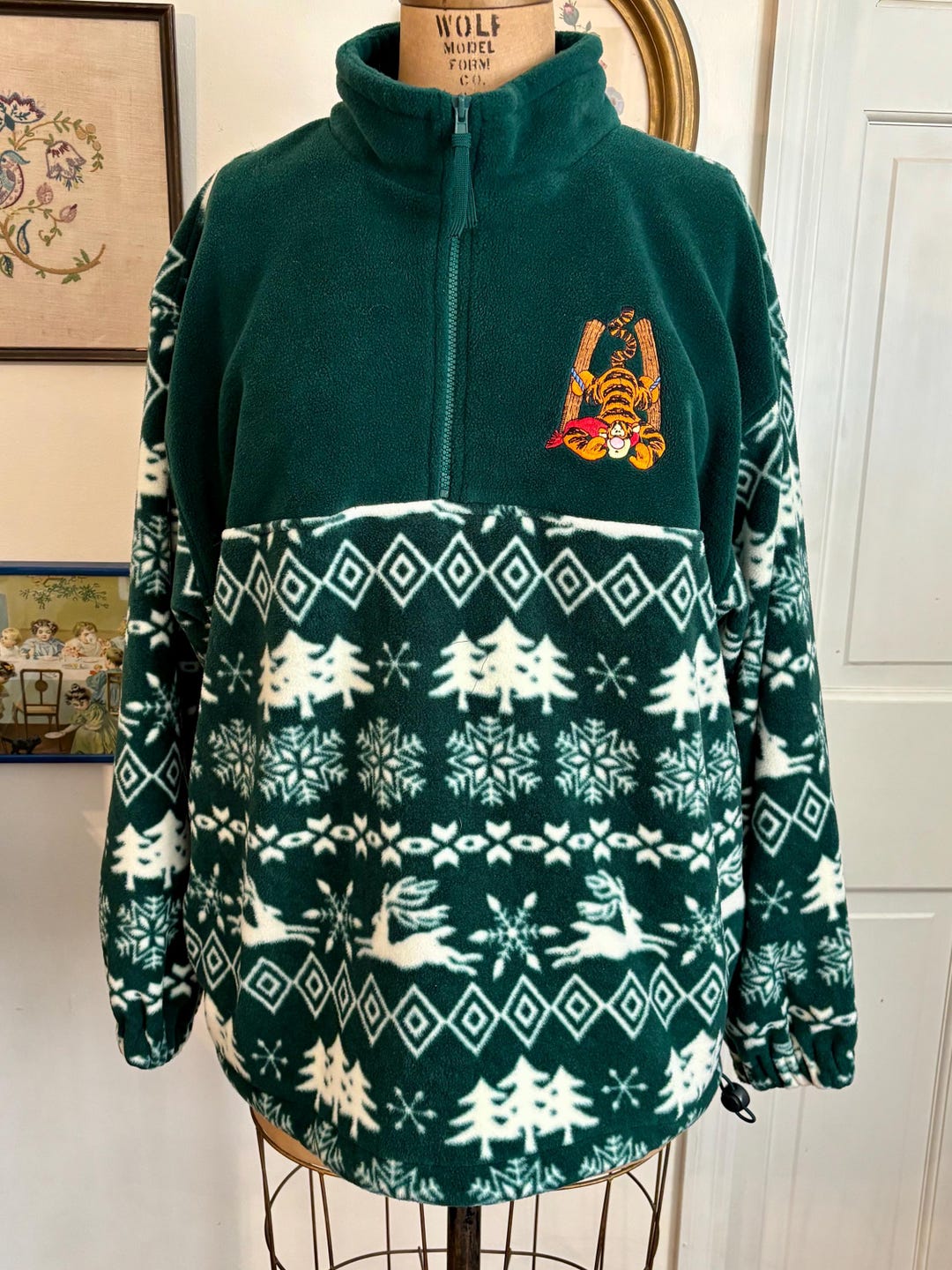 Retro 90s Disney Tigger Fleece Jacket Green Super Warm & Fuzzy the ...