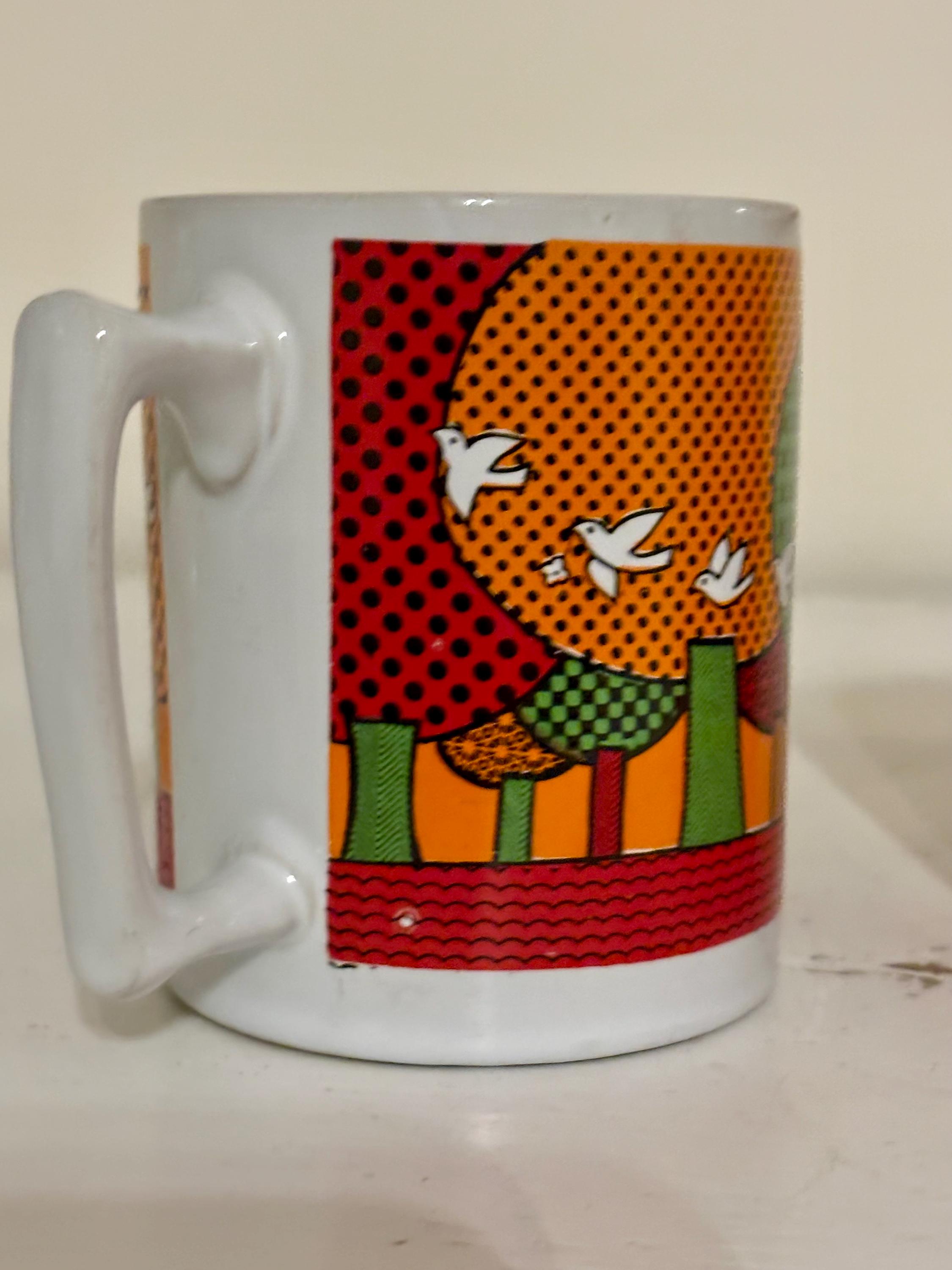 Retro 70s Peace Dove Bright Orange Green Mugs Japan Funky Retro ...