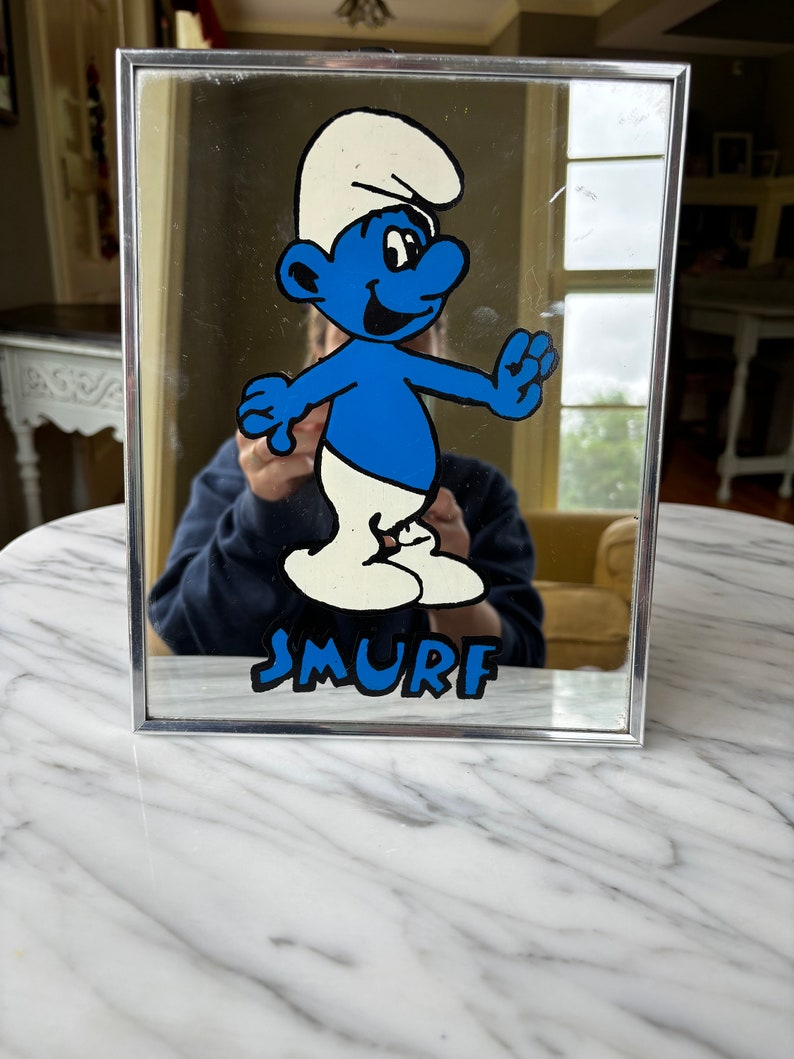 Smurf Carnival Prize Mirror Wall Hanging Retro Vintage Smurf - Etsy