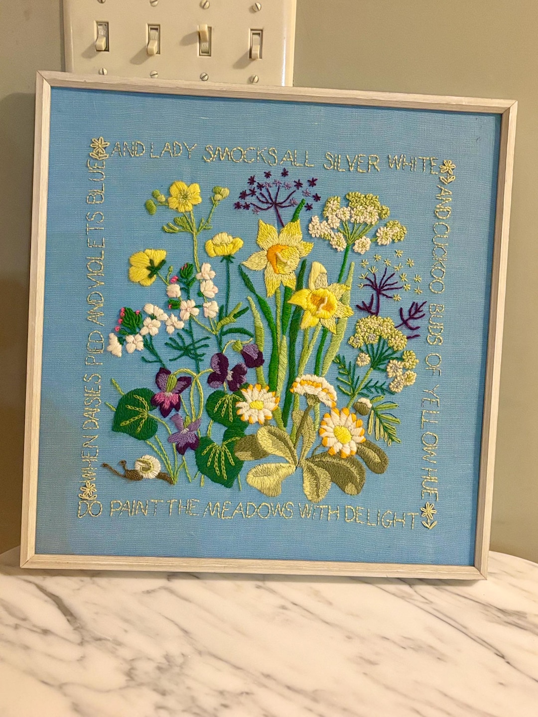 Vintage Shakespeare Spring Garden Song Crewel Embroidery Erica Wilson ...