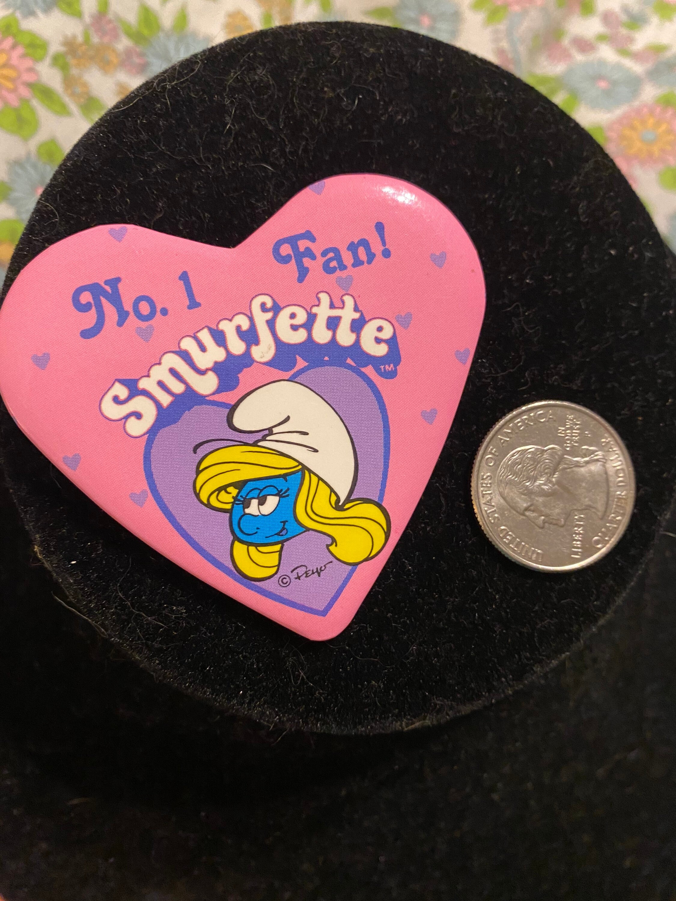 Vintage 80s Peyo No. 1 Fan Smurfette Smurf Pink Purple Heart - Etsy