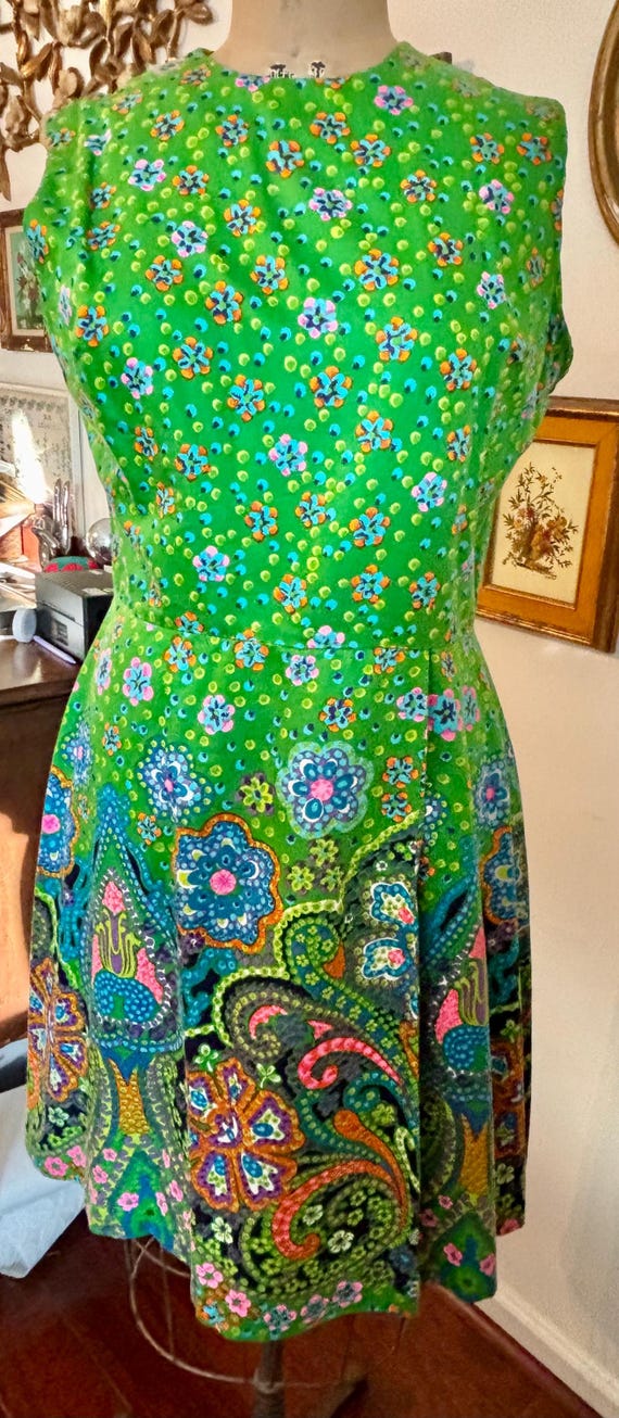 Vintage Liberty Circle psychedelic flower power green… - Gem