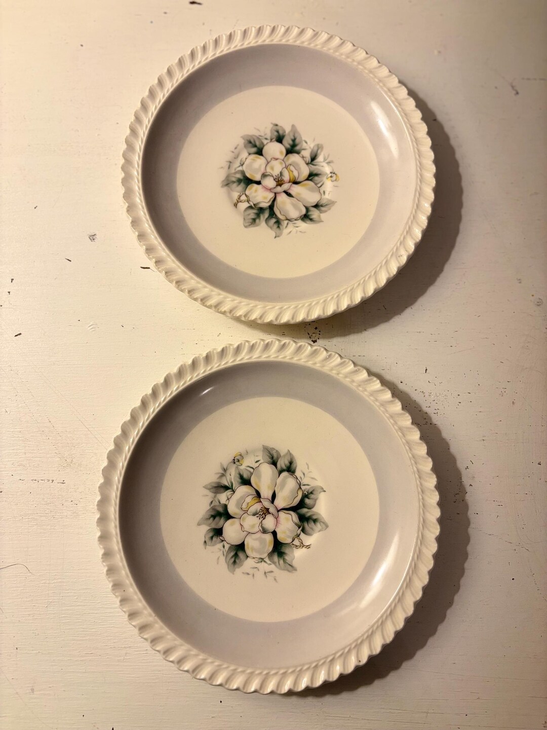 Lot 2 Vtg Harker Royal Gadroon Pottery Plates 6 in Floral America’s ...