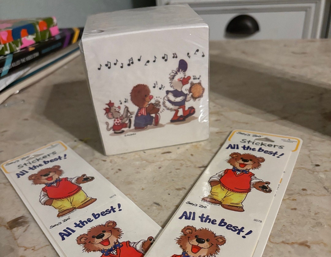 Vintage 80s 90s Suzys Zoo Notepad Cube W Pencil Holder and Bear in ...
