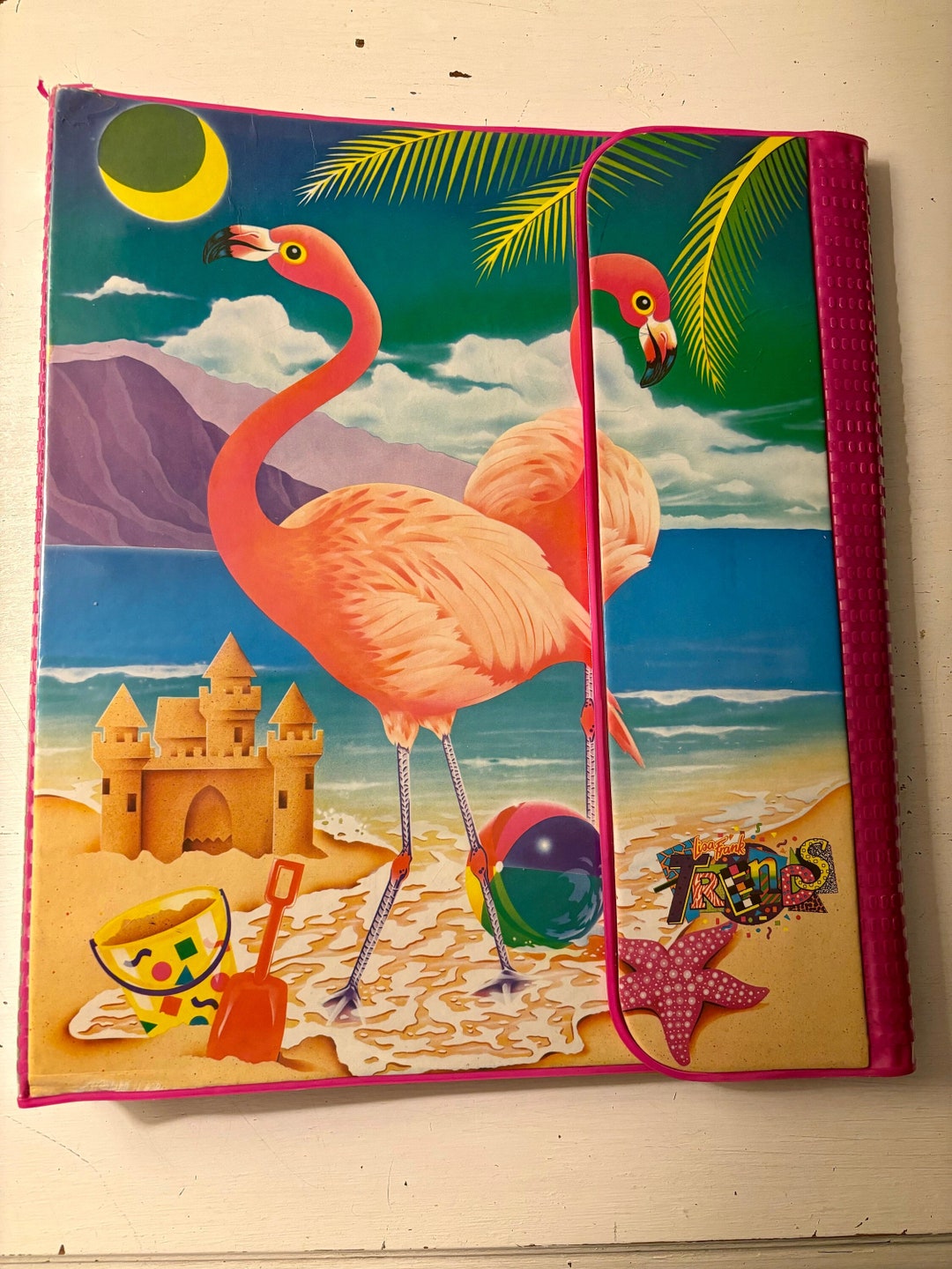 Vintage 1989 Lisa Frank Pink Flamingos Trapper Keeper 3 Ring Binder Pop ...