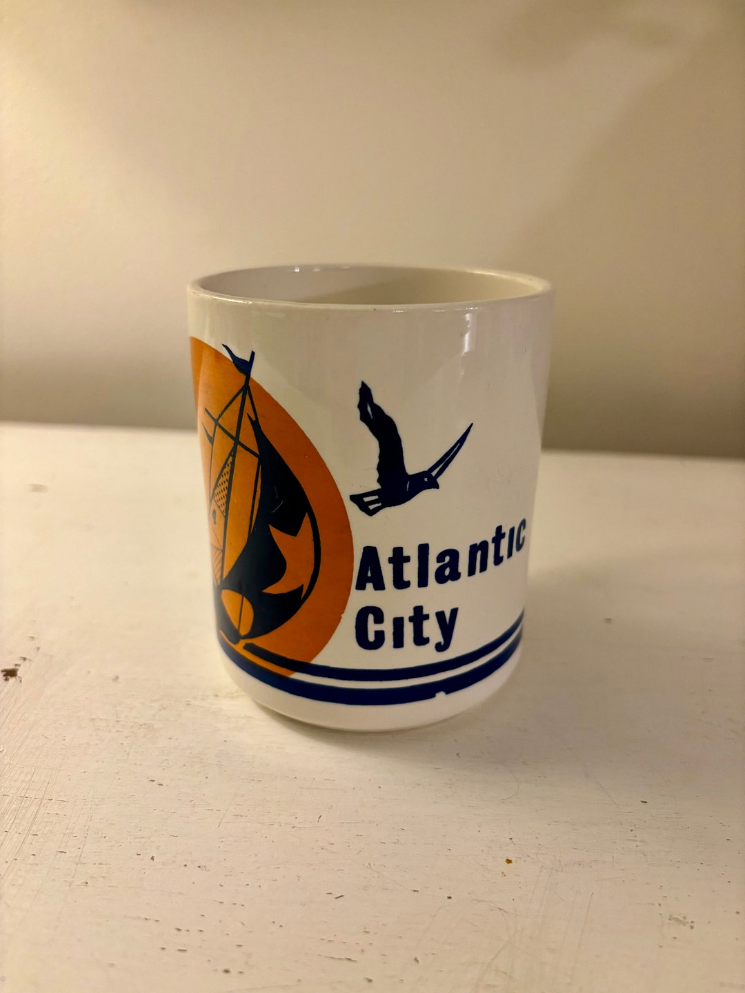 Retro 70s Atlantic City Coffee Mug Sailboat Sunset Mug Souvenir ...