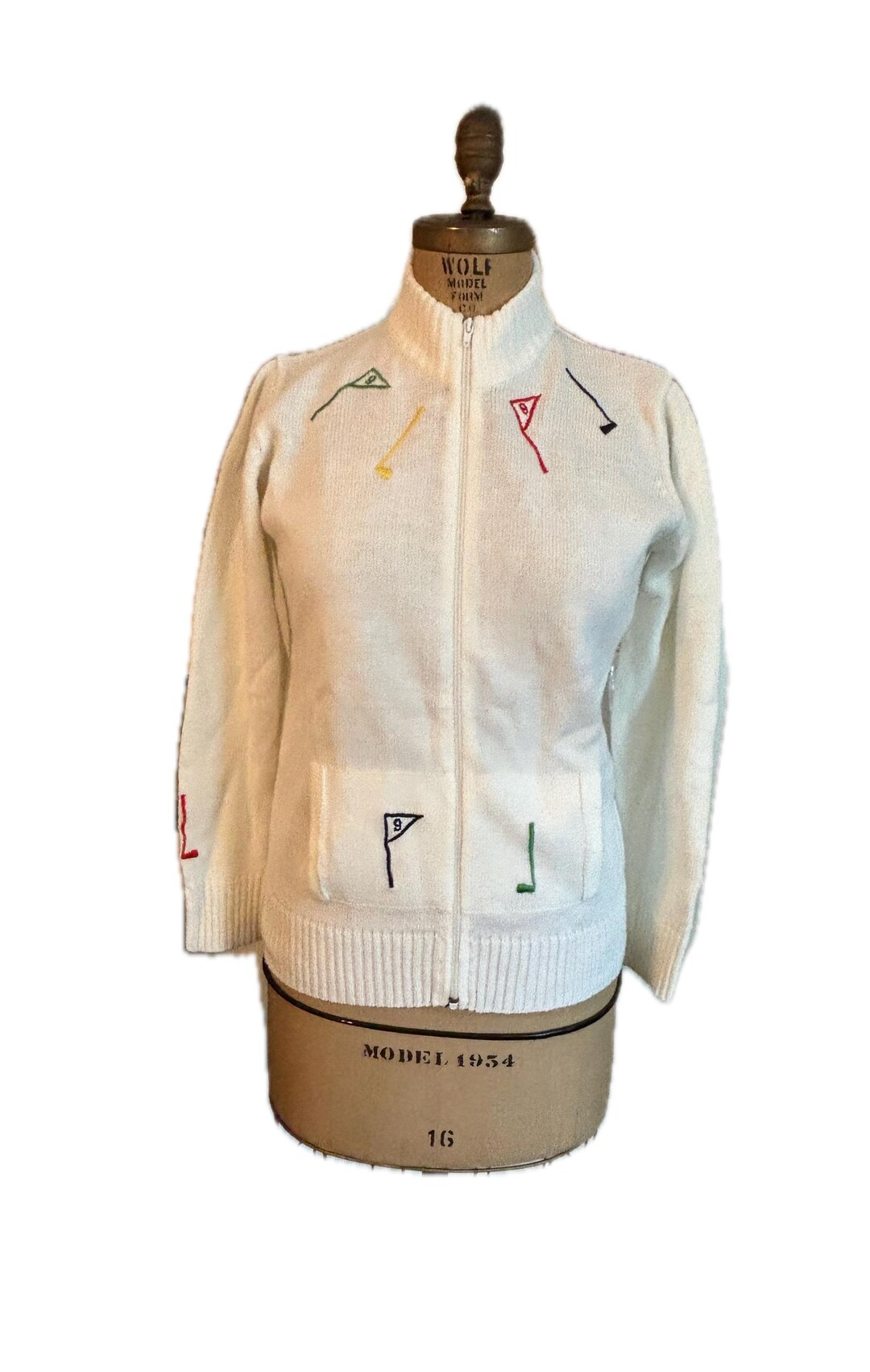 80s Prep Quantum Sportswear Golf Themed Cardigan Zips up Front Golf ...