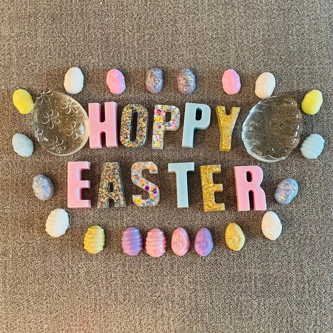 HOPPY EASTER Resin Set, Paintable Eggs, Glitter Mini Eggs, Letters ...