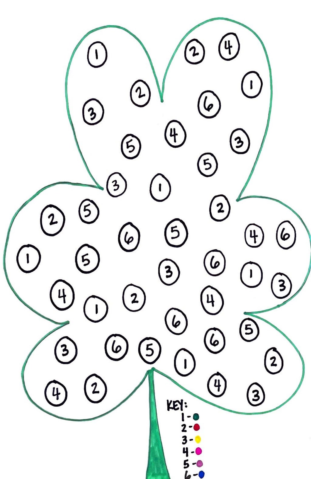 Color by Number Clover, St. Patrick's Day, Preschool, Toddler ...