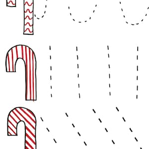 Candy Cane Prewriting Worksheet, Tracing, Christmas, Toddler, Writing ...