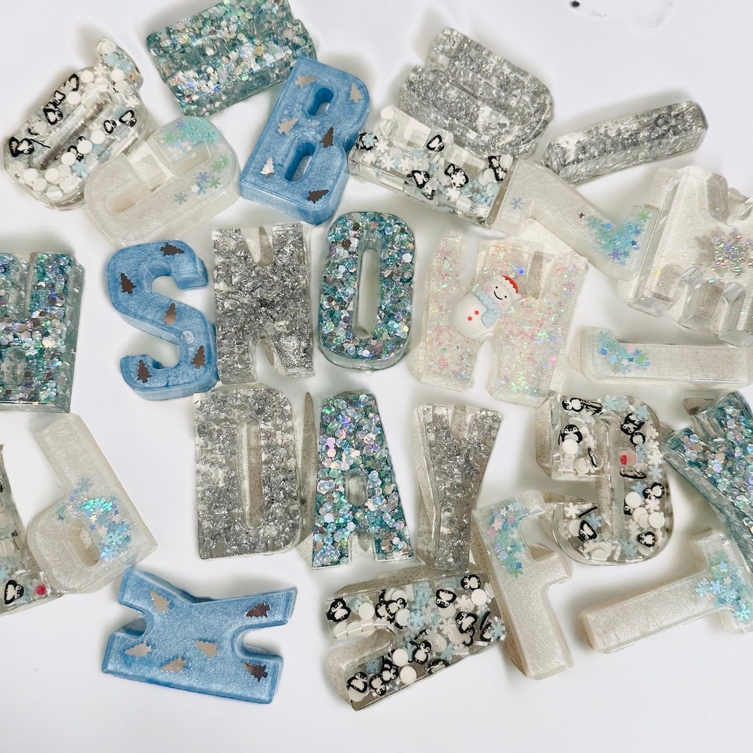 Winter Chunky Resin Letters, Penguins, Snowflake, Alphabet, Spelling ...