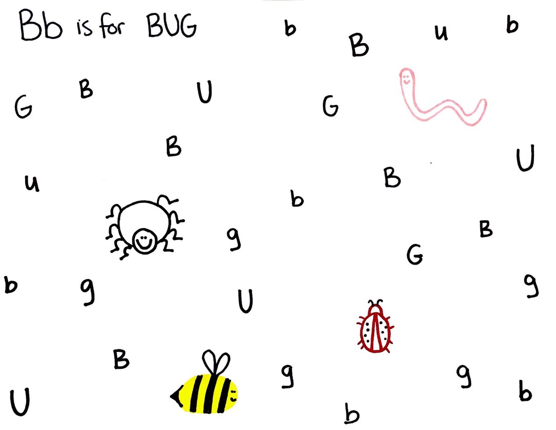 B is for Bug, Letter Worksheet, Preschool, Dot Art, Kids, Toddlers ...
