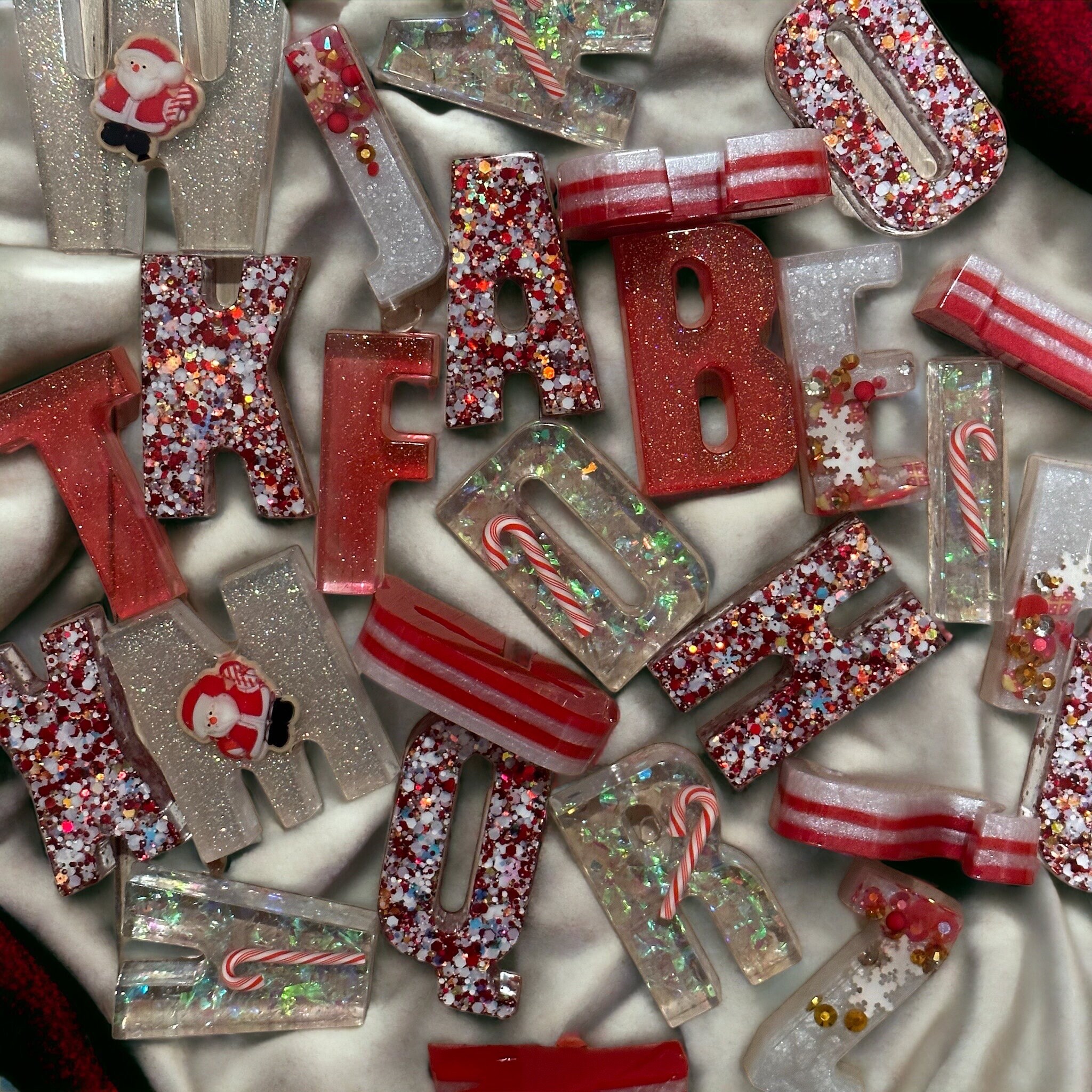 Christmas Chunky Resin Letters, Candy Cane, Alphabet, Spelling, School ...