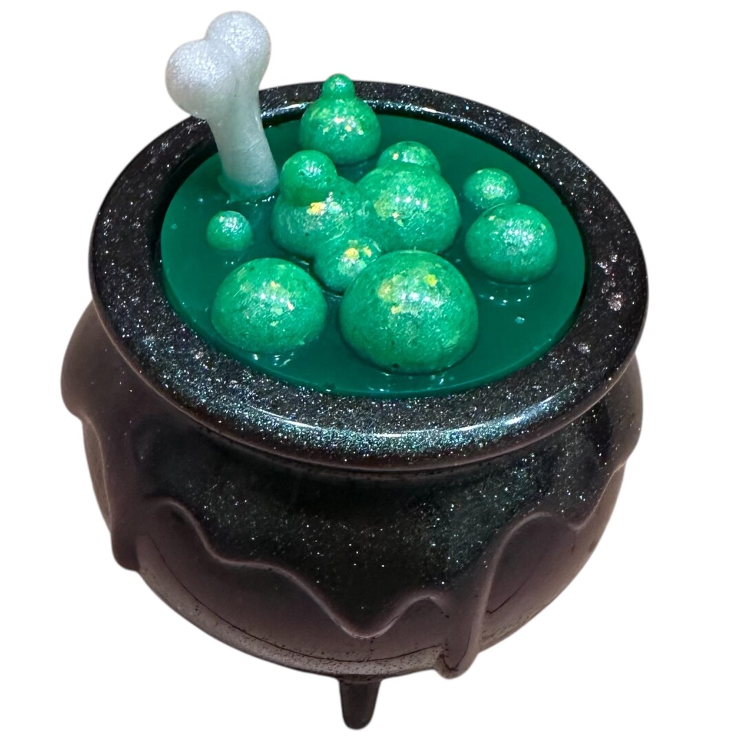 Resin Poison Cauldron Jar With Removable Top – Spooky Halloween Décor ...
