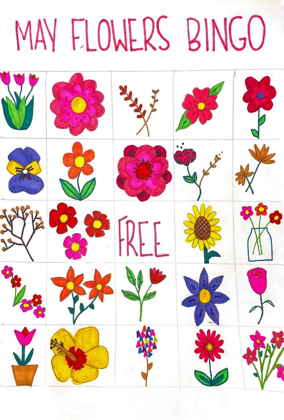 May Flowers Bingo Shape Matching Preschool Games Kids - Etsy