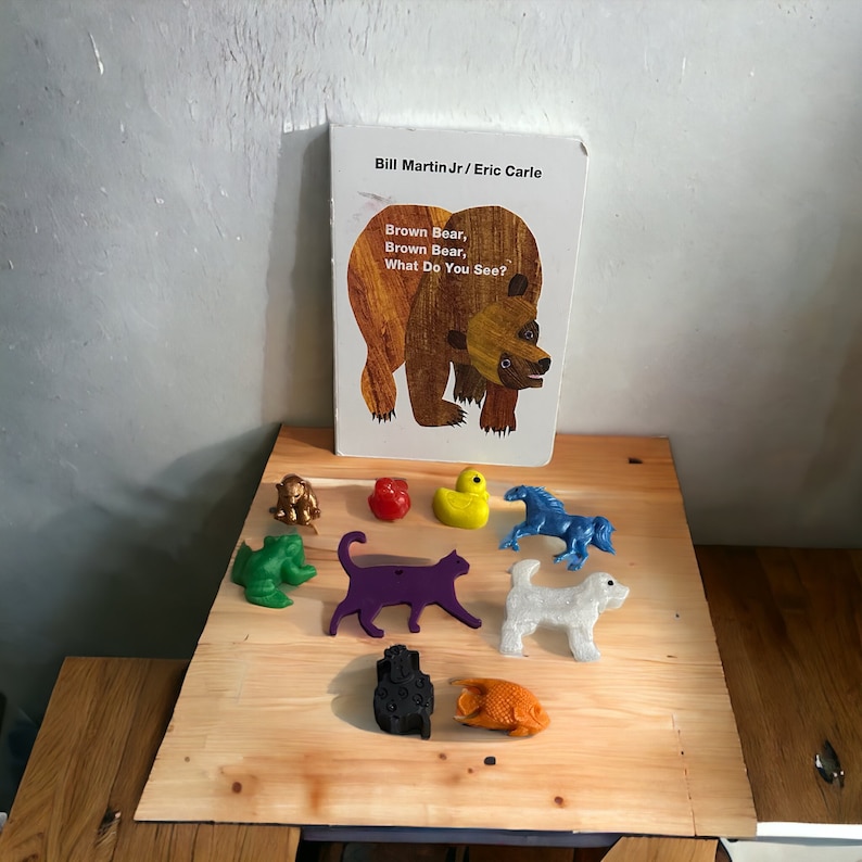 Brown Bear Book Resin Set, Animal, Book Play, Library, Homeschool ...