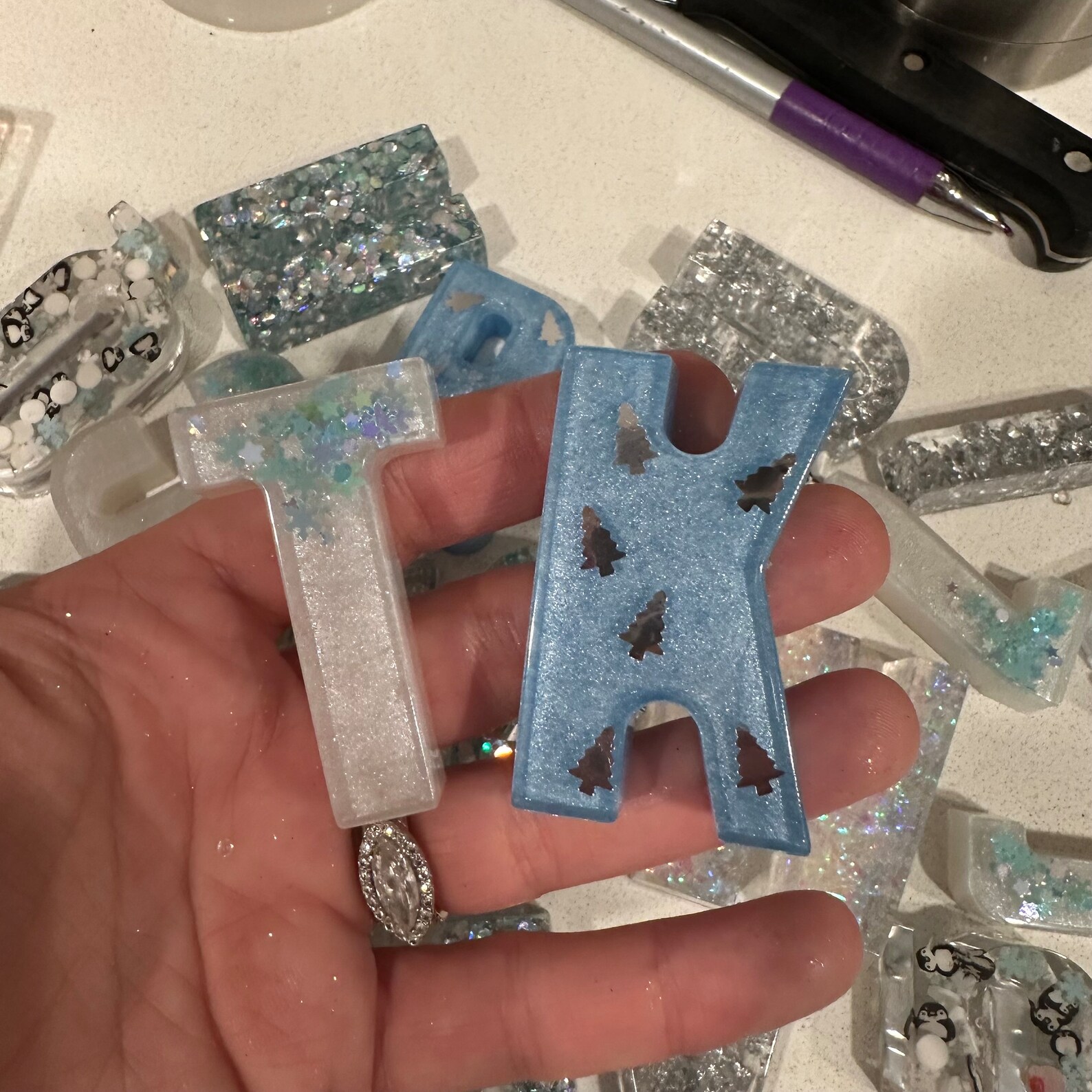 Winter Chunky Resin Letters, Penguins, Snowflake, Alphabet, Spelling ...