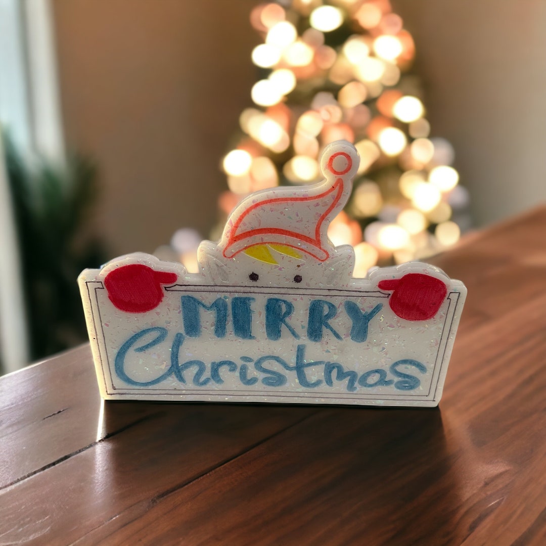 Merry Christmas Resin Sign, Elf, Christmas Decor, Home Decor, Sensory ...