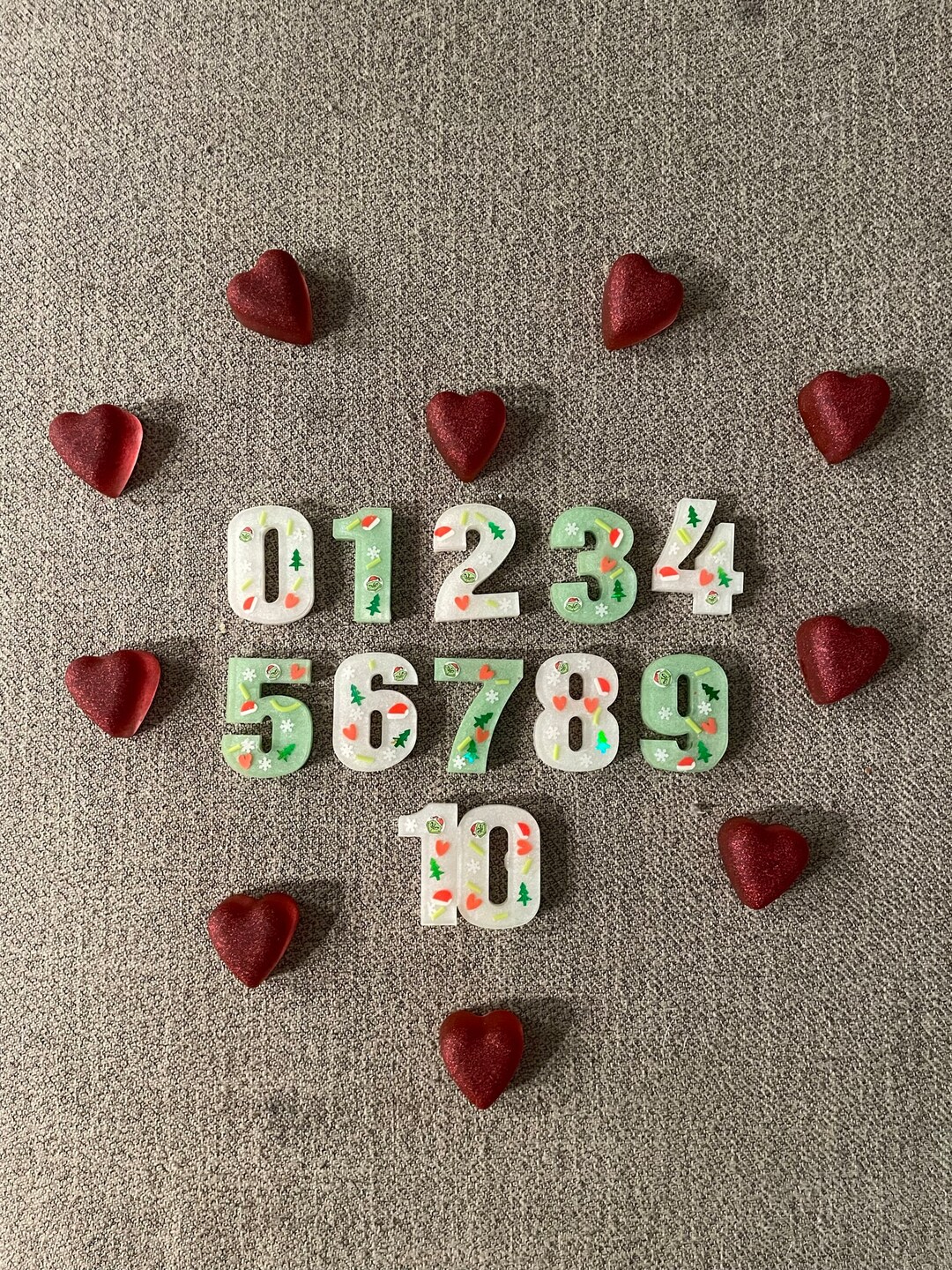 Grinch Resin Number Hearts, Christmas, Counting, Preschool, Homeschool ...