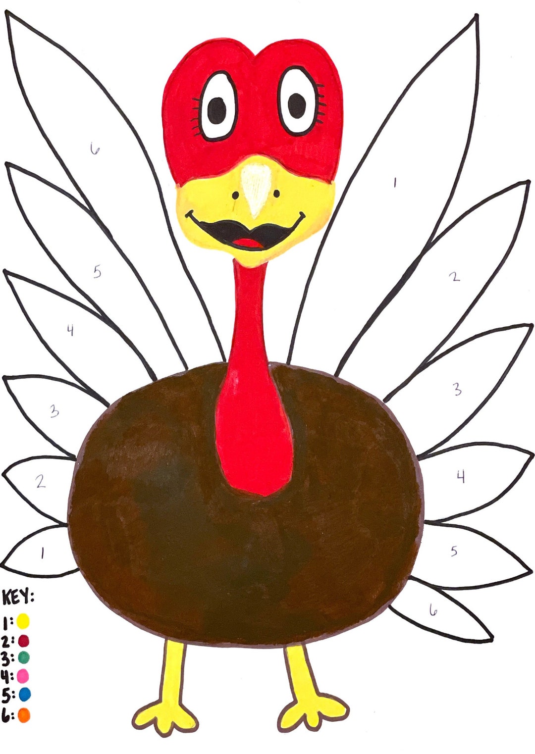 Turkey Color by Number, Thanksgiving, Preschool, Toddler, Worksheet ...