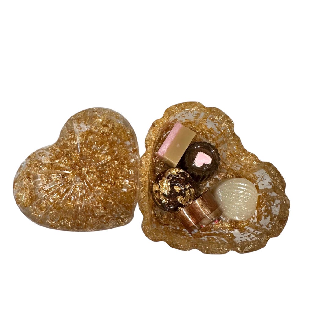 Chocolate Gold Heart Box Resin, Counters, Math Manipulatives, Addition ...