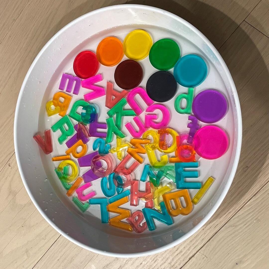 Color Mixing Translucent Rainbow Resin Alphabet Numbers Discs ...