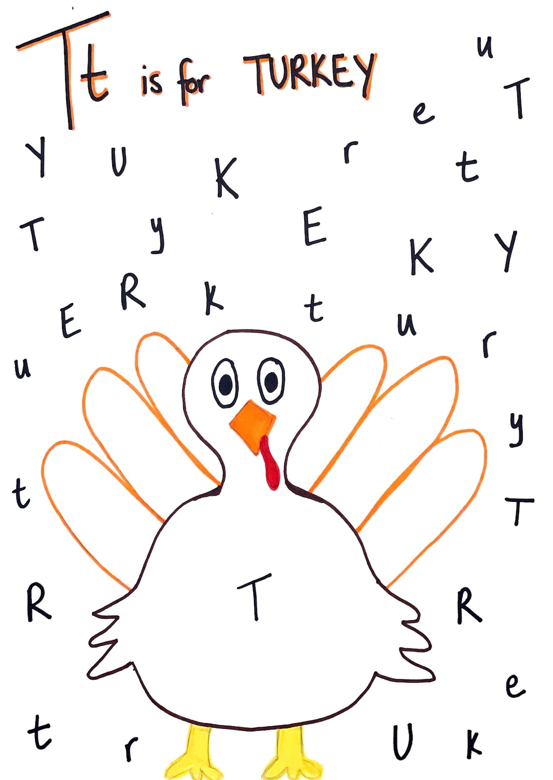 Turkey Letter Matching, Letter T, Alphabet, Preschool, Worksheet, Dot ...