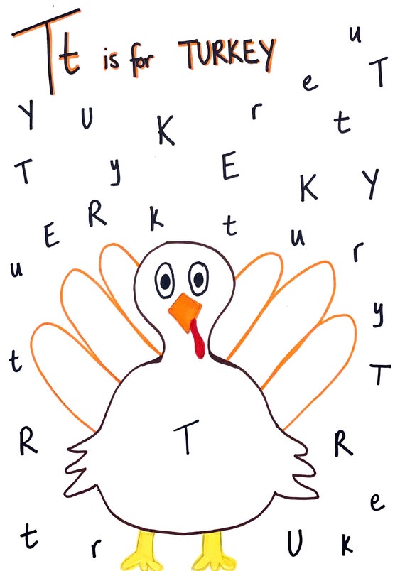 Turkey Letter Matching Letter T Alphabet Preschool | Etsy