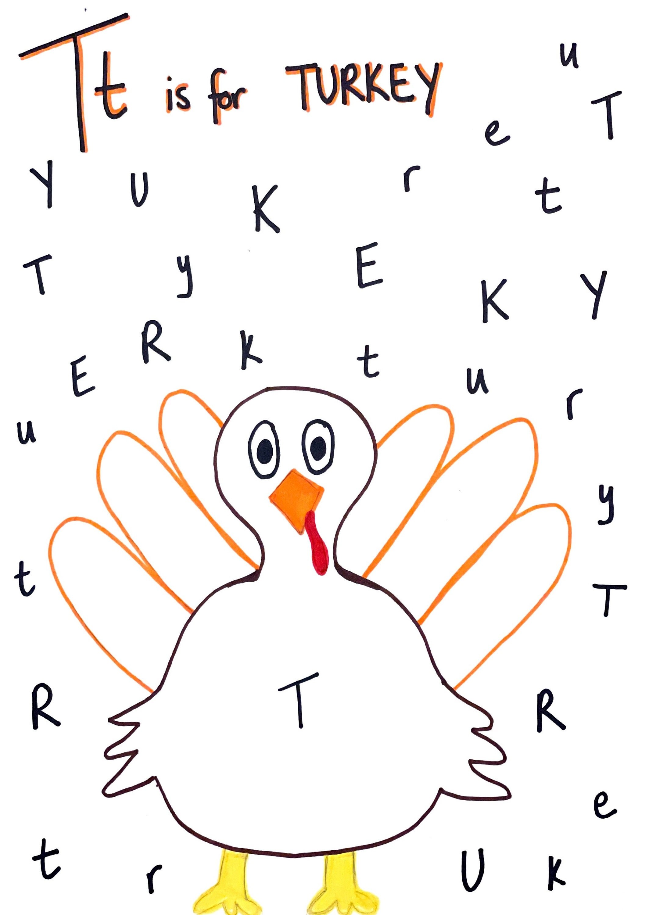 Turkey Letter Matching Letter T Alphabet Preschool | Etsy