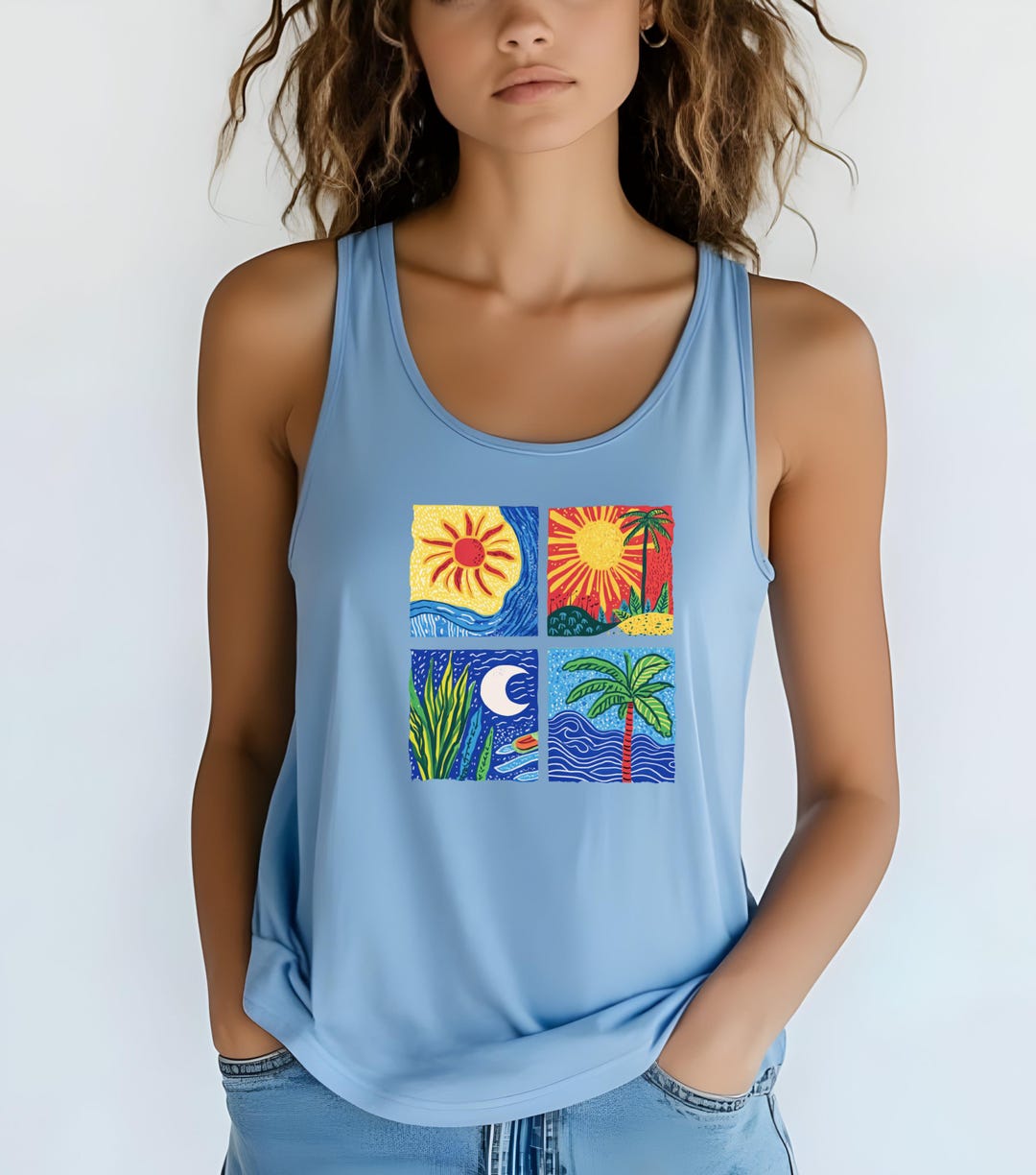 Summer Beach Tank Top, Cute Summer Tops, Vacation Shirts, Comfort ...