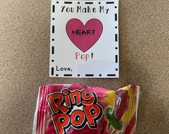 Ring Pop Valentine Card / Youre a Gem / Classroom Valentine / - Etsy