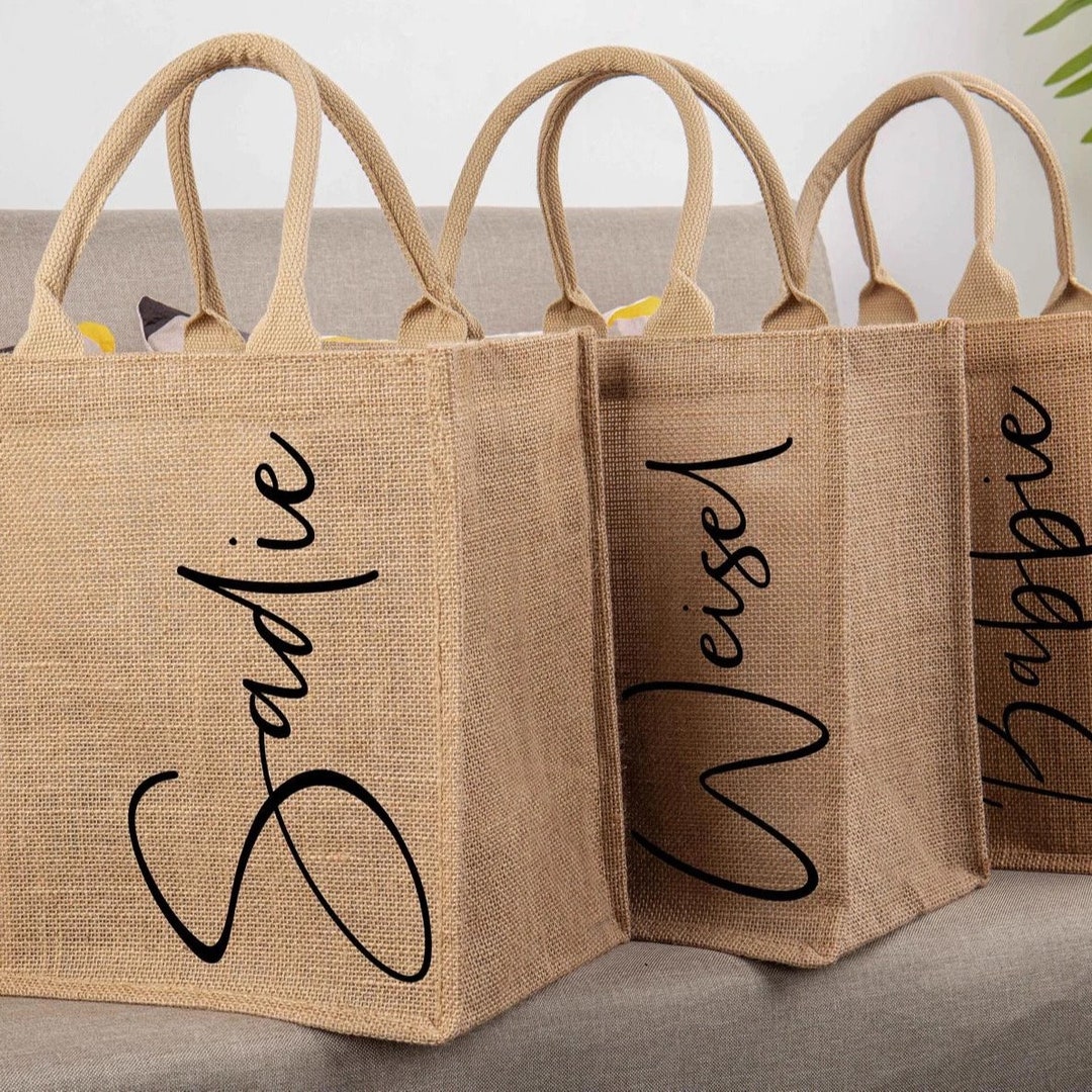 Handmade Custom Jute Bag Personalized Your Name/text Tote - Etsy