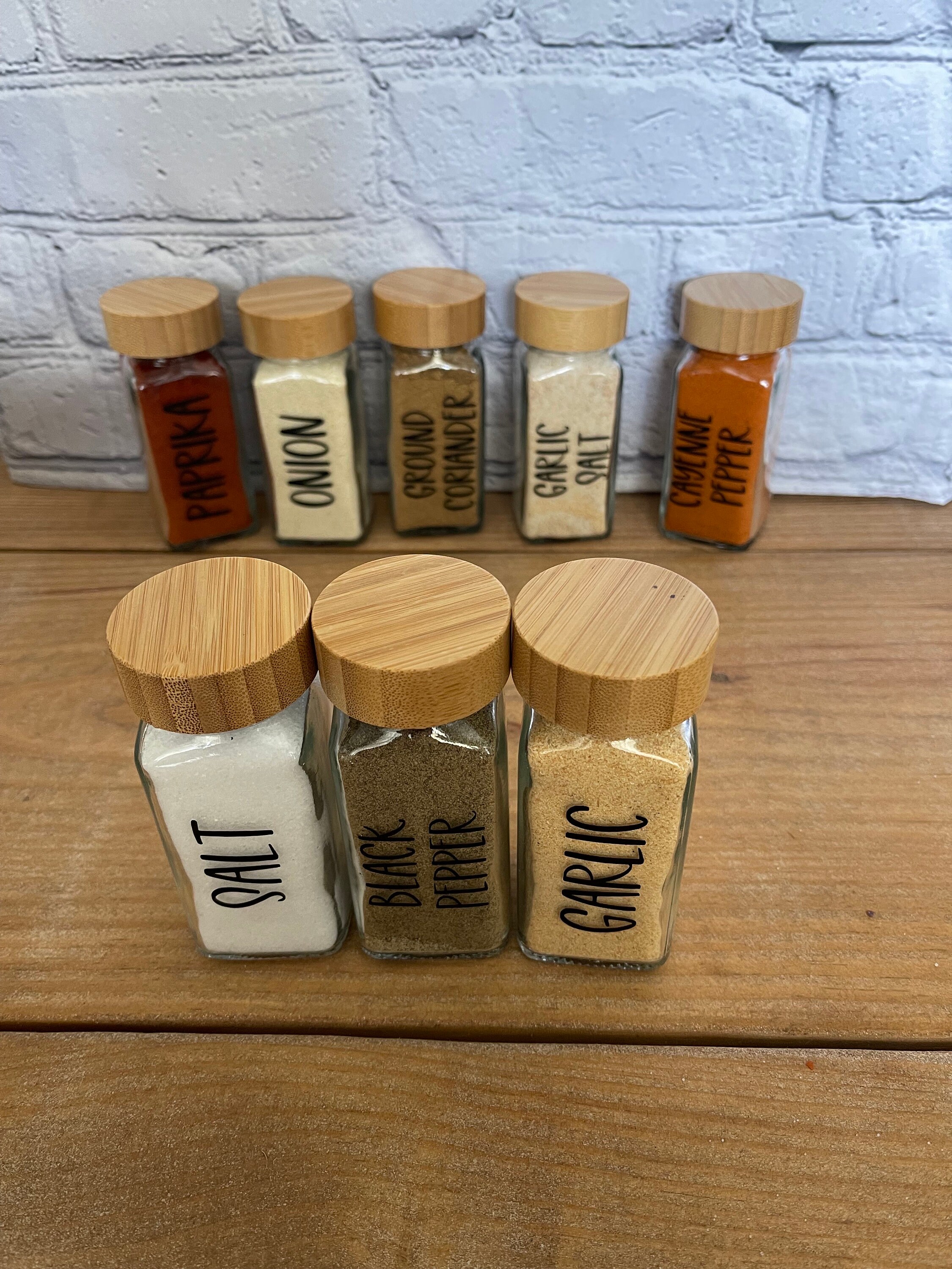 Personalized Spice Jars With Wooden Lids | Custom Spice Labels | Glass ...