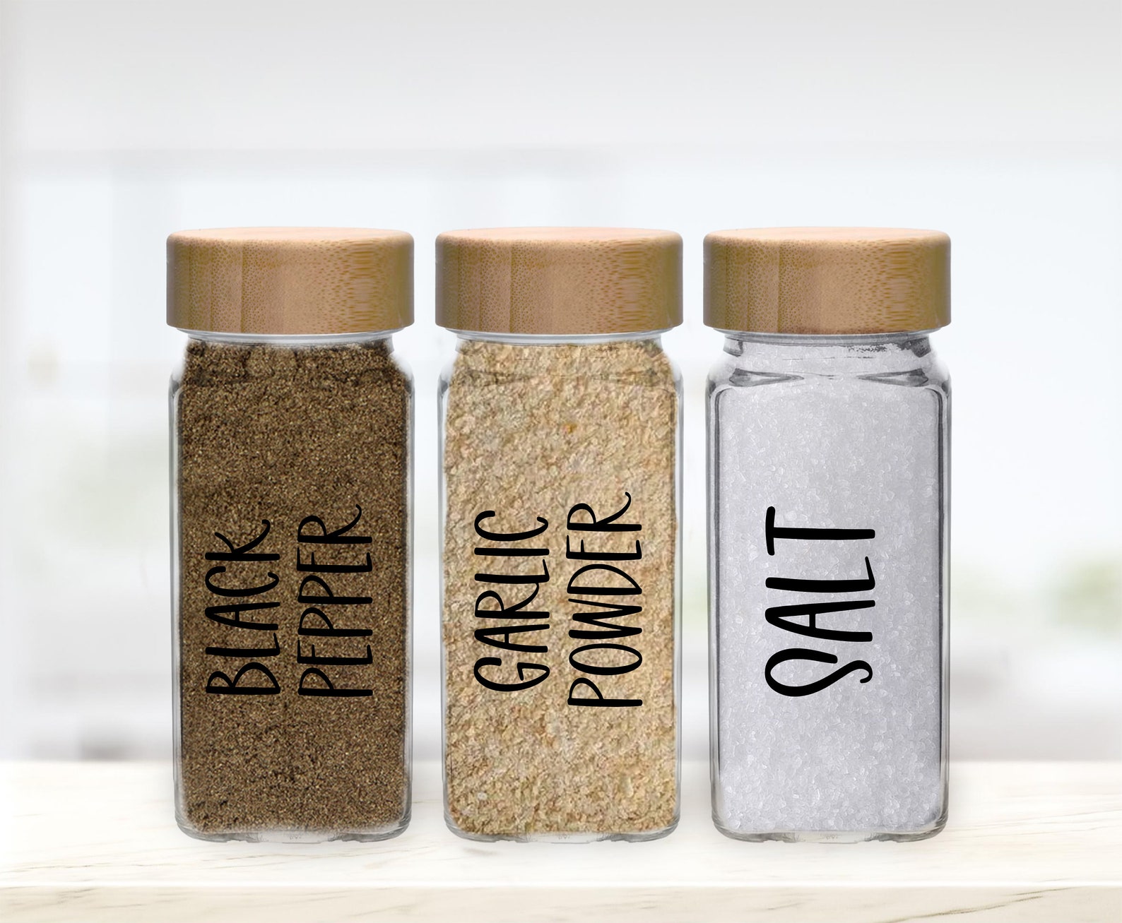 Personalized Spice Jars With Wooden Lids | Custom Spice Labels | Glass ...